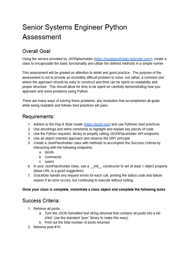 Senior Systems Engineer Coding Test | PDF | Class (Computer Programming ...
