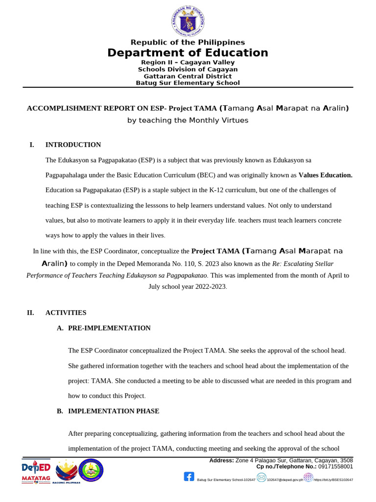 Accomplishment Report (RDELC) | PDF | Teachers | Learning