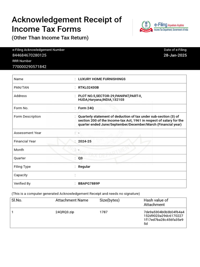 Form 24Q - ARN - 770000290571842 | PDF