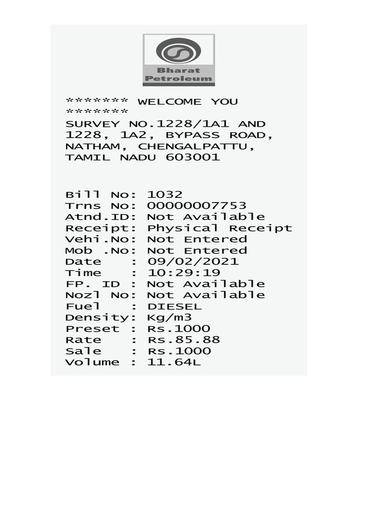 Fuel Bill Template6 - 1748866837187 | PDF