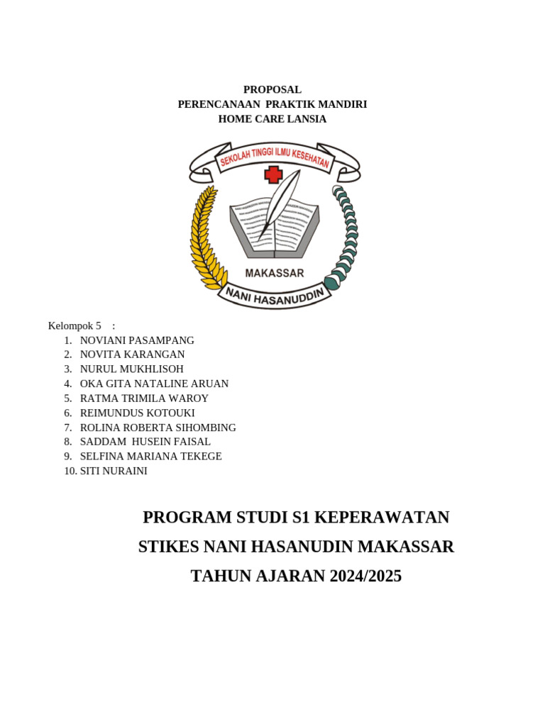 Proposal Home Care Lansia 2024/2025 | PDF