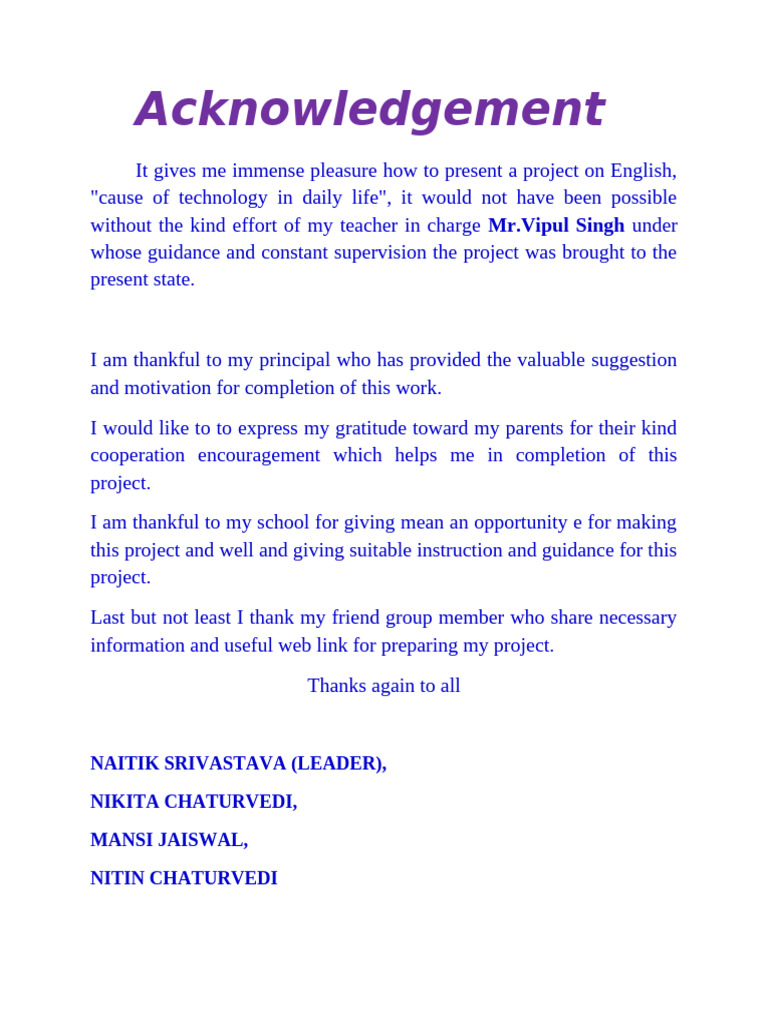 Acknowledgement ENGLISH | PDF