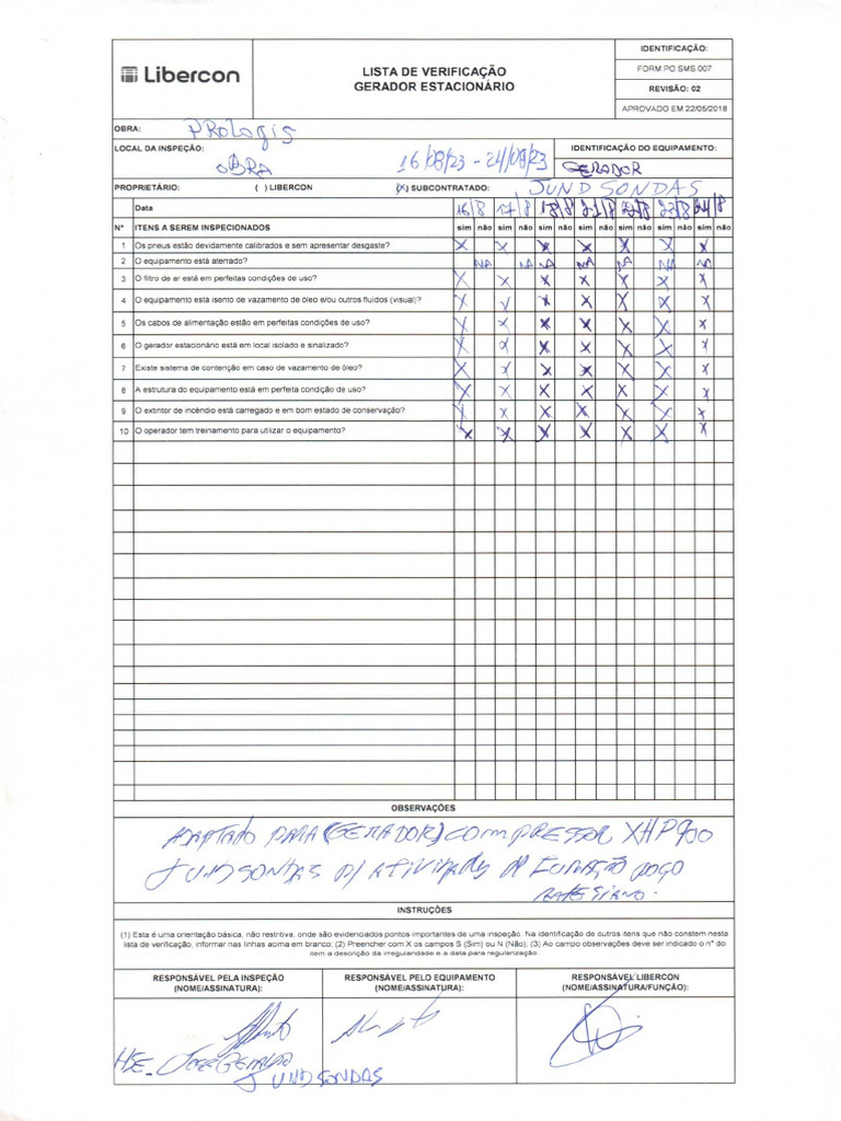 Check List - Obra Prologis Cotia 16.08.23 | PDF