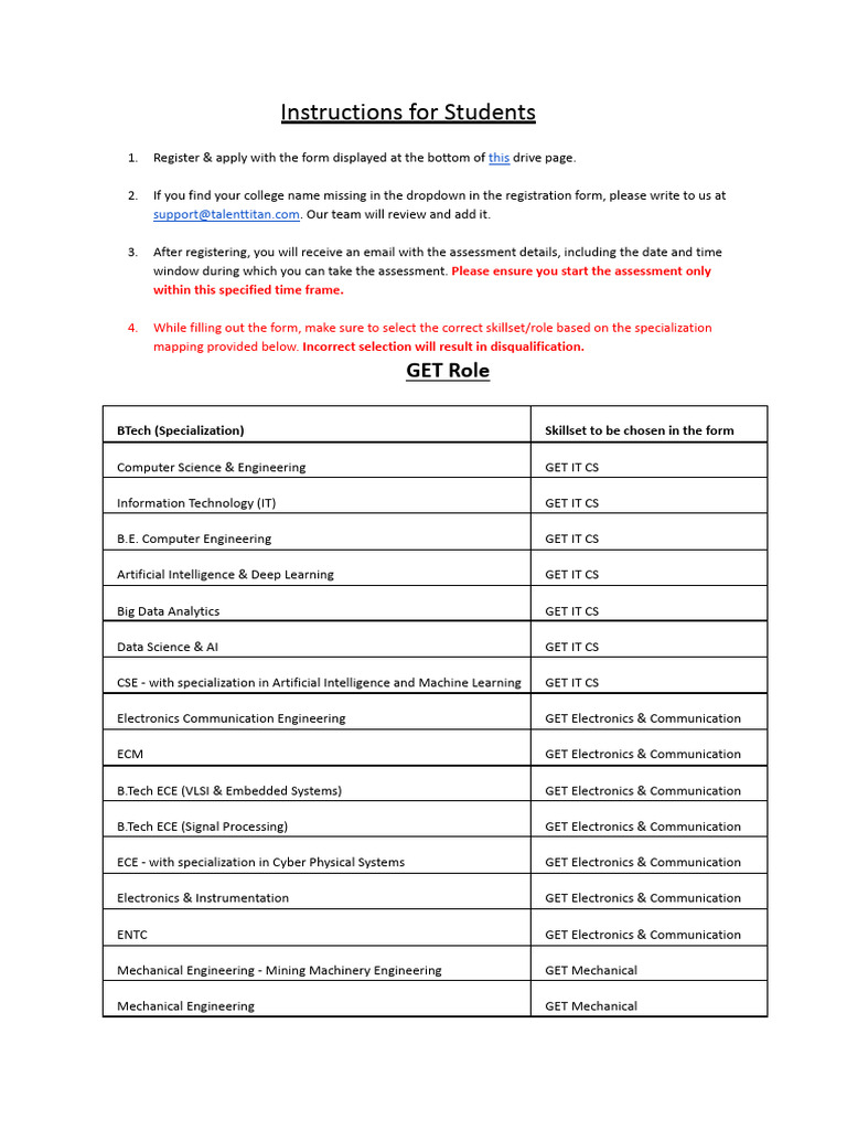 Instructions For Students | PDF | Mechanical Engineering | Electrical Engineering