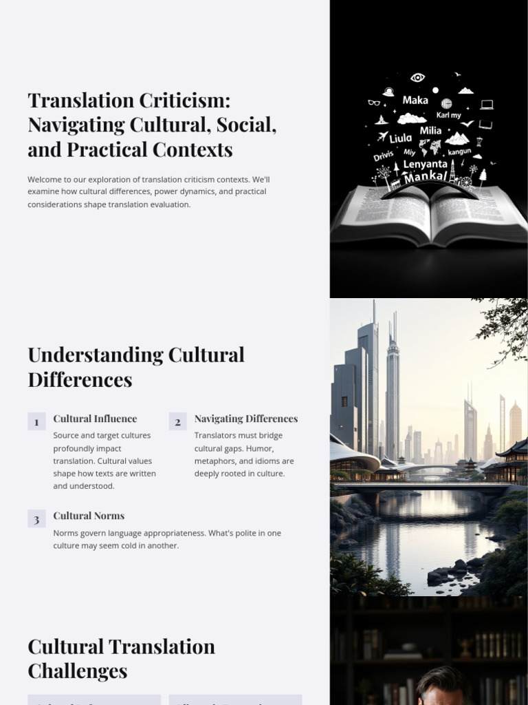 Translation Criticism Navigating Cultural Social and Practical Contexts ...