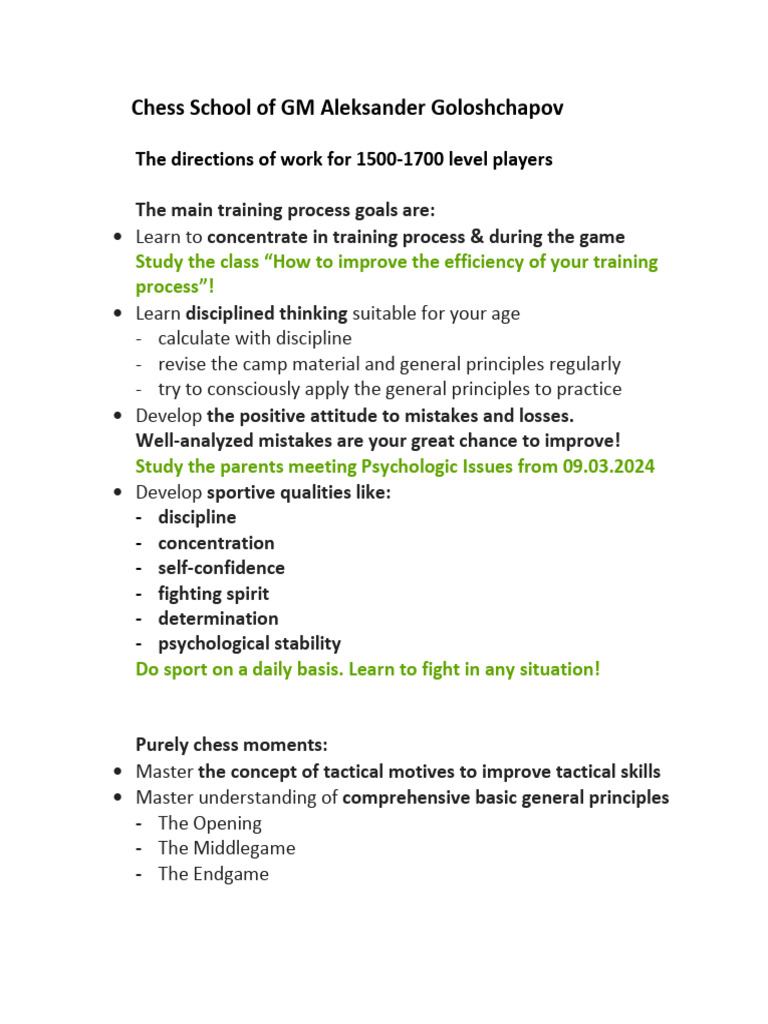 Chess Training for 1500-1700 Players | PDF | Chess Theory | Traditional ...