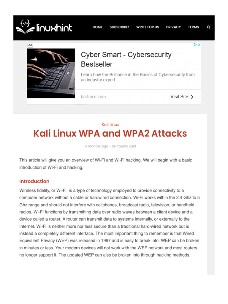 Kali Linux WPA and WPA2 Attacks - Linux Hint | PDF | Wi Fi | Security