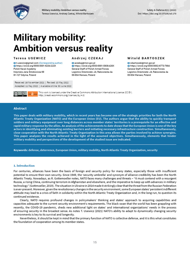 Military Mobility - Ambition Vs Reality | PDF | European Union | Nato