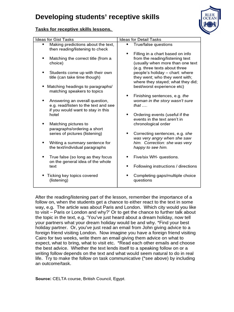 Gist or Detail Answer Sheet | PDF | Communication | Learning