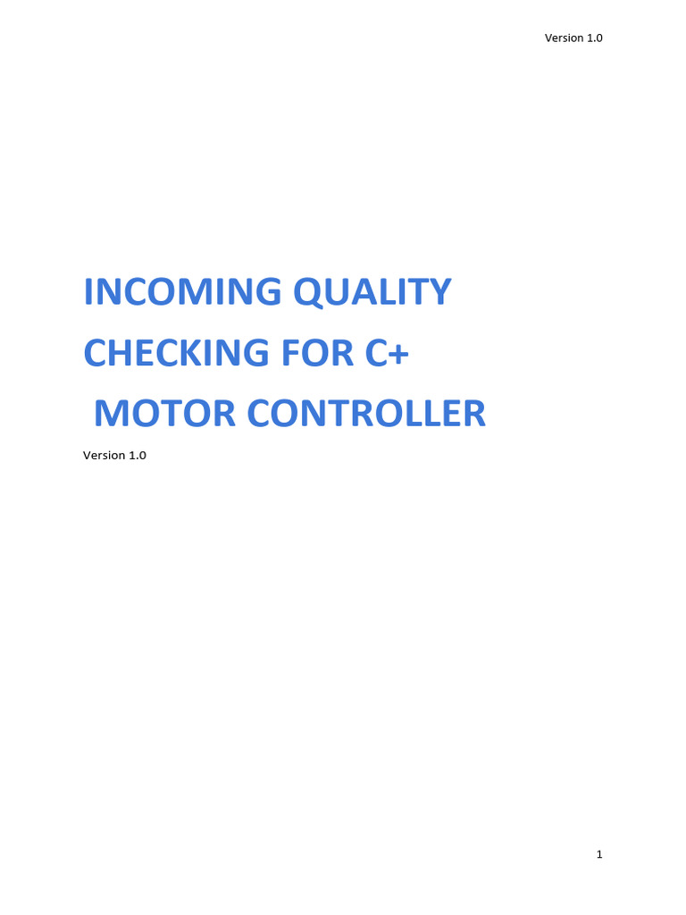 Incoming Quality Check for C+ Controller | PDF | Computing ...