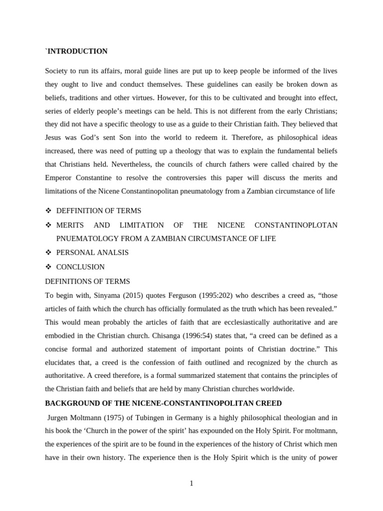 The Nicene-Constantinopolitan Creed | PDF | Creed | Trinity