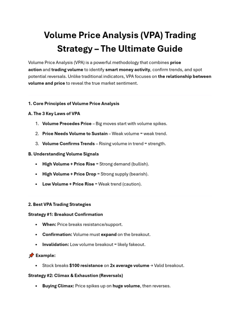 Volume Price Analysis Trading Strategy | PDF | Market Trend | Financial ...