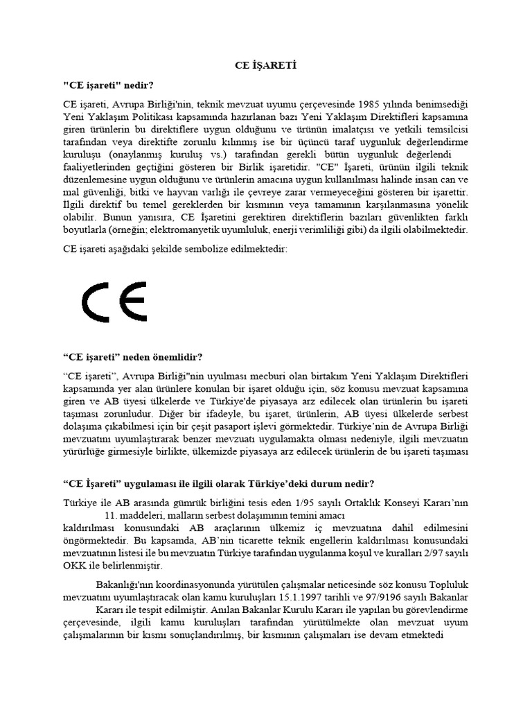 CE Isareti Ile Ilgili Soru Ve Cevaplar | PDF