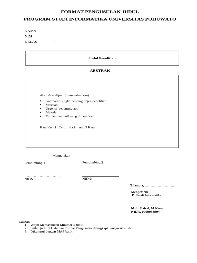 Format Usulan Judul | PDF