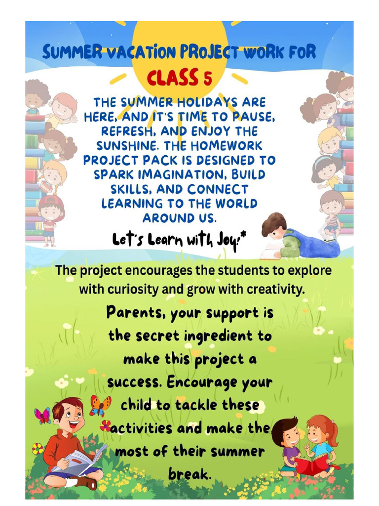 Class 5 Summer Project Guidelines 2025 | PDF | Linguistics | Grammar