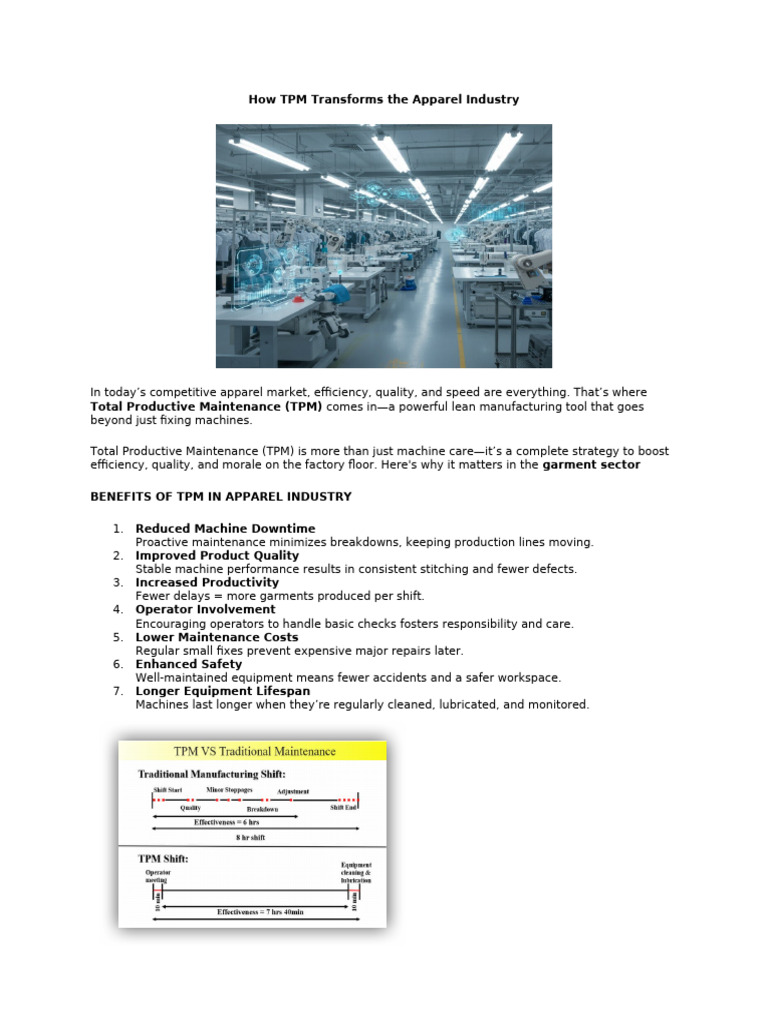 How TPM Transforms The Apparel Industry by Anik | PDF