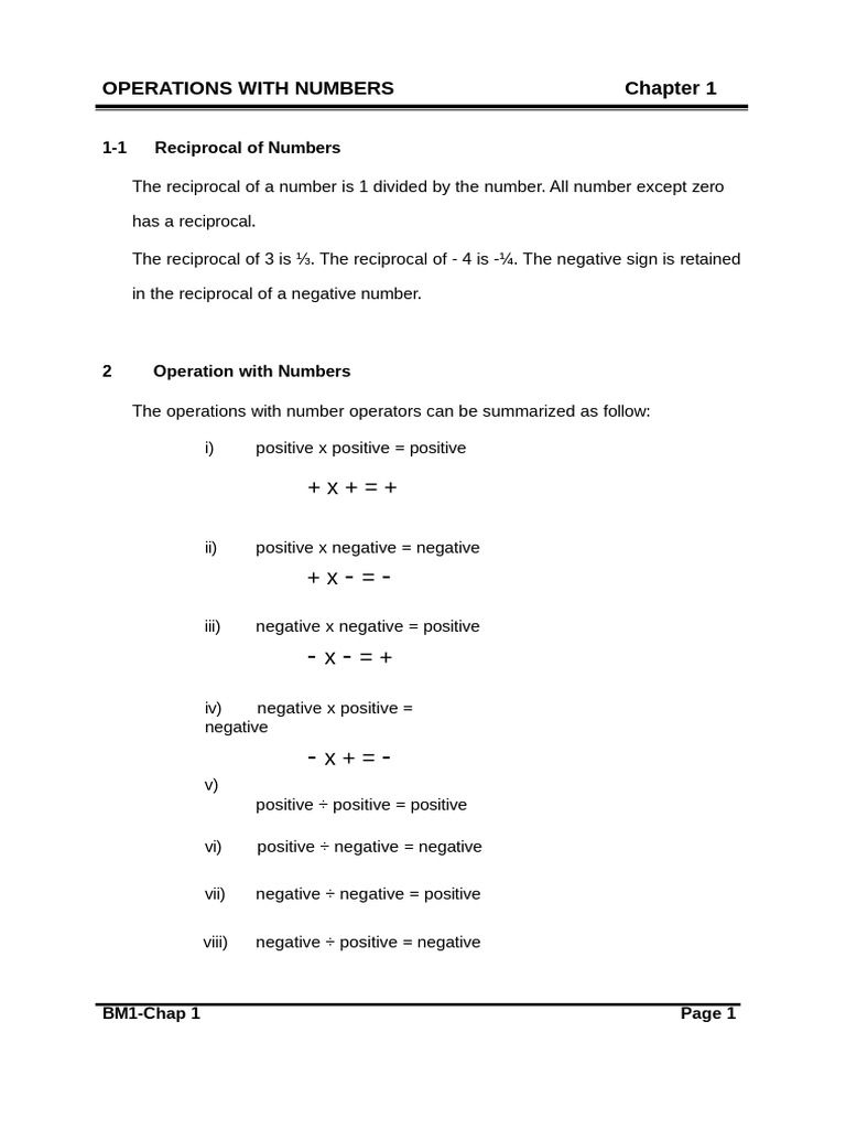 Chapter 1 Operations With Numbers | PDF | Numbers | Multiplication