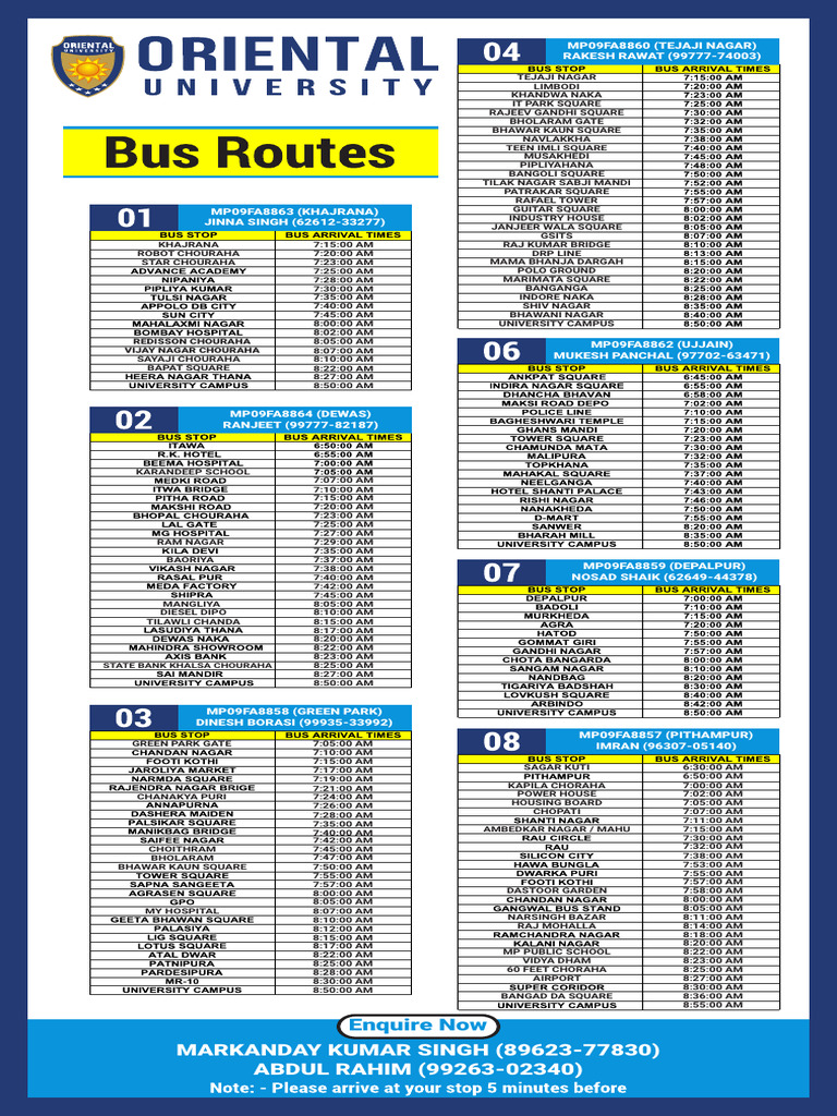 No. 7 Bus Route Schedule | PDF