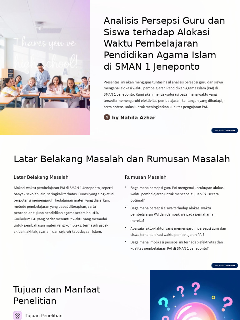 Analisis Persepsi Guru Dan Siswa Terhadap Alokasi Waktu Pembelajaran Pendidikan Agama Islam Di ...