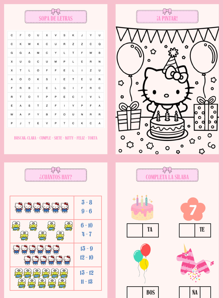 Actividades de Hello Kitty para Imprimir | PDF