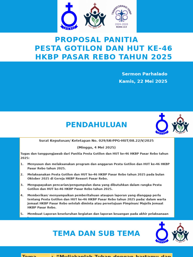Proposal Pesta Gotilon HUT ke-46 HKBP | PDF