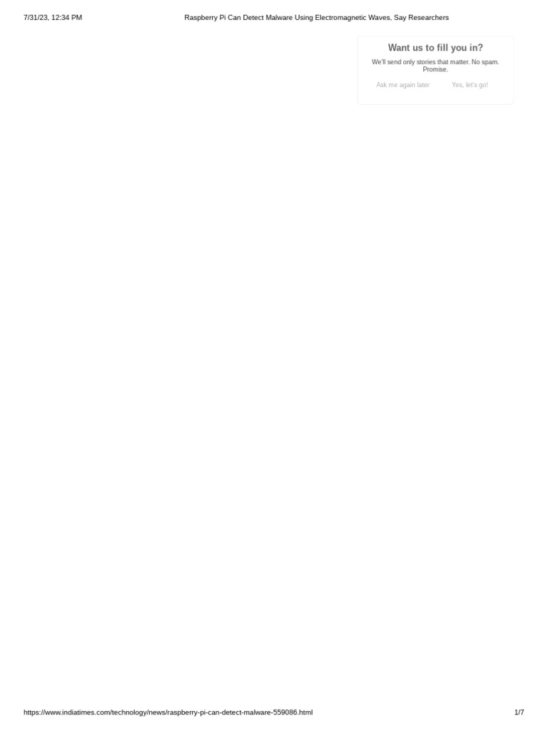 Raspberry Pi Can Detect Malware Using Electromagnetic Waves, Say Researchers | PDF | Malware | Dell