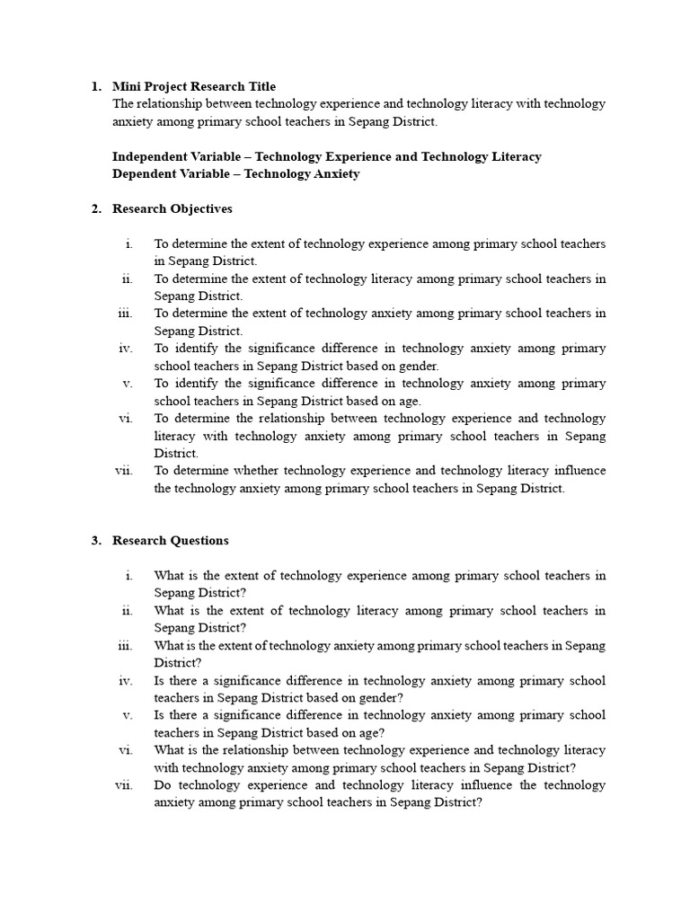 Mini Project Research Title New | PDF | Statistics | Literacy