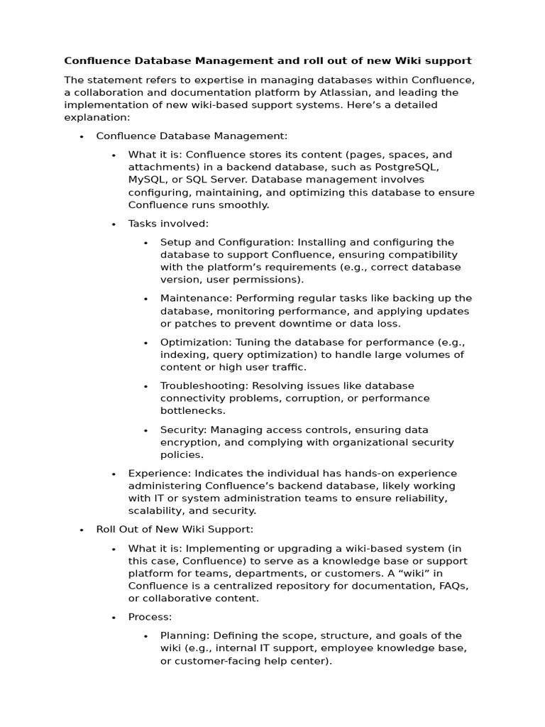 Confluence Database Management | PDF | Databases | Wiki