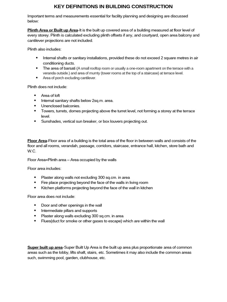 Key Definitions in Building Construction | PDF | Porch | Architectural ...