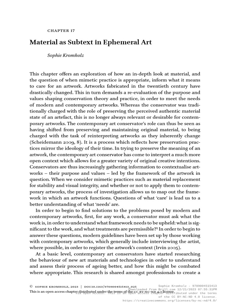 Material As Subtext in Ephemeral Art | PDF | Open Access | Doughnut