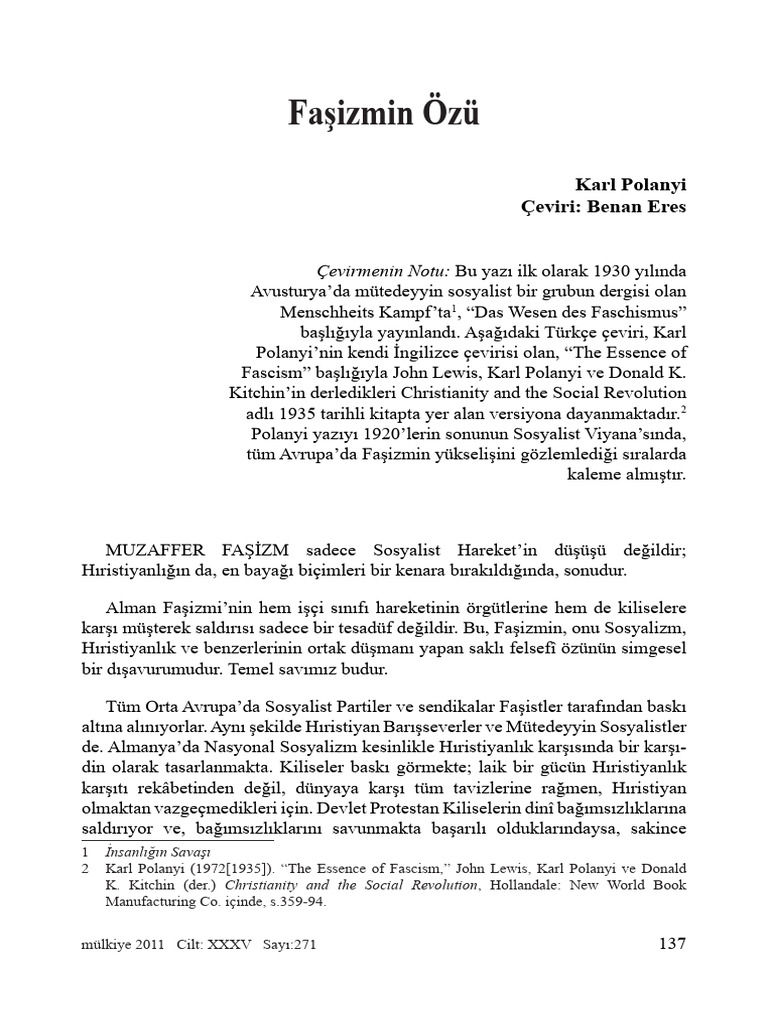 Faşizmin özü Karl Polanyi Pdf