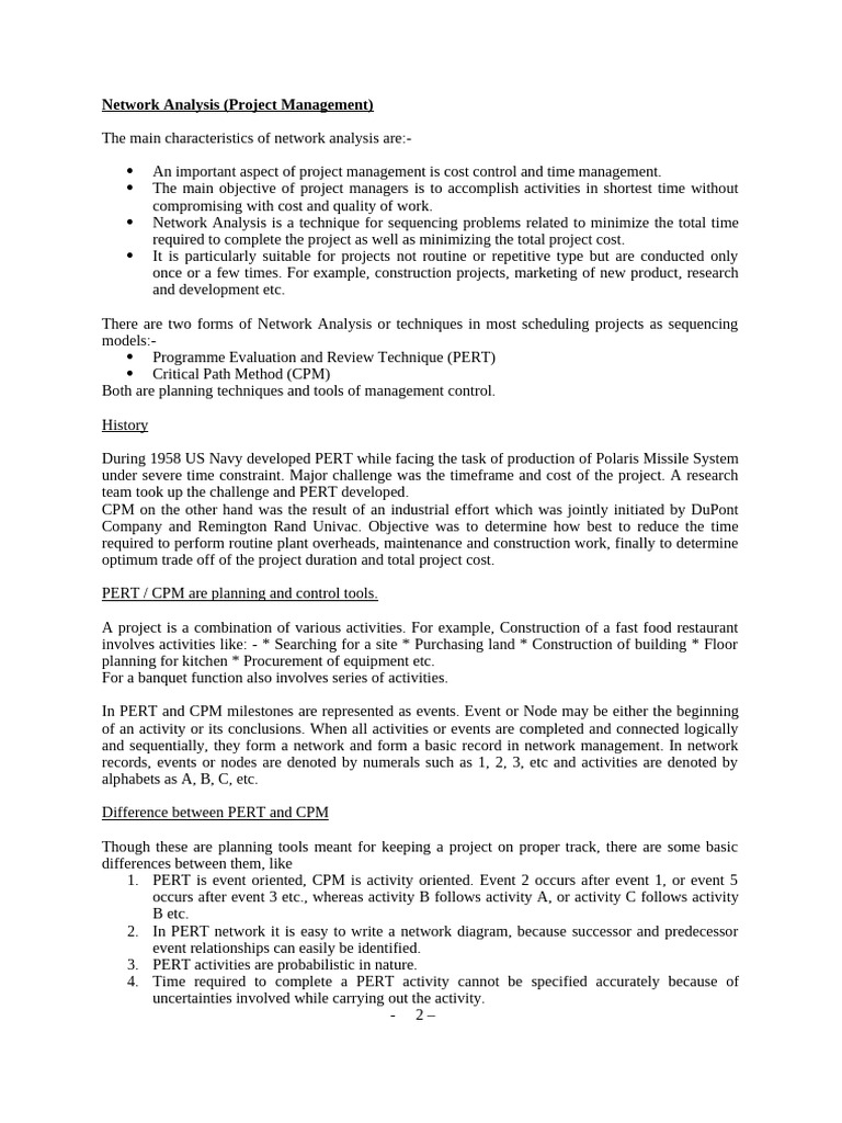 Project Management (Network Analysis) | PDF | Project Management