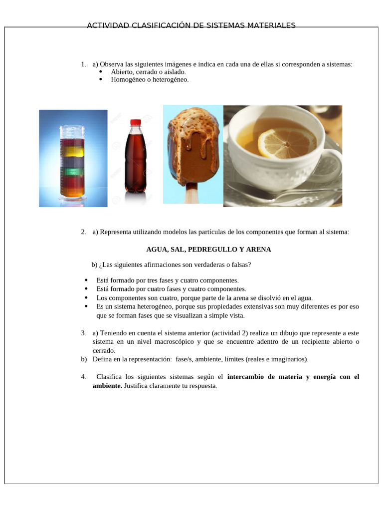 Actividad Clasificación Sistema Material | PDF