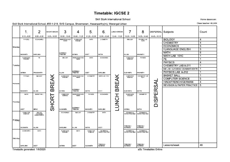 IG-2 June TimeTable | PDF