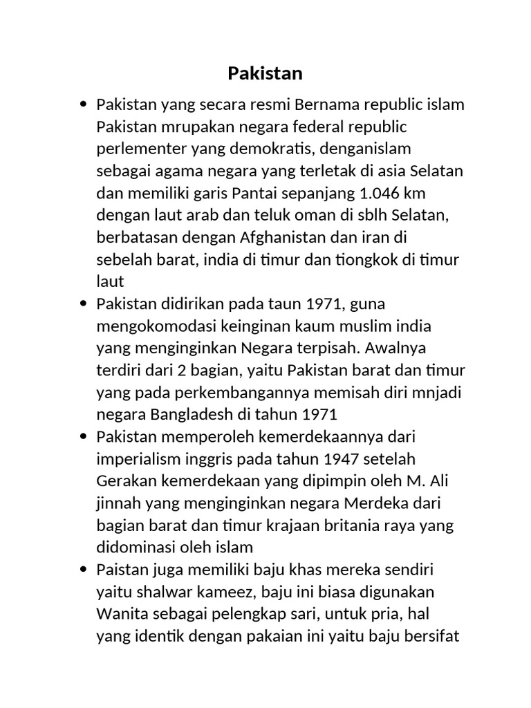 Profil dan Sejarah Pakistan | PDF