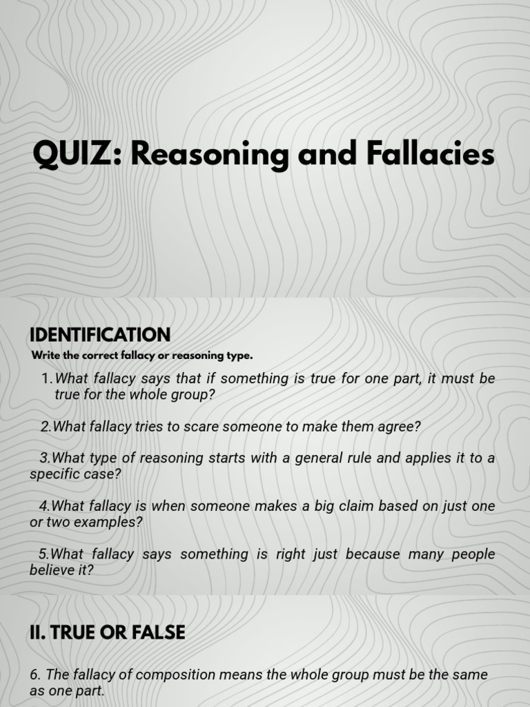 QUIZ Reasoning and Fallacies | PDF