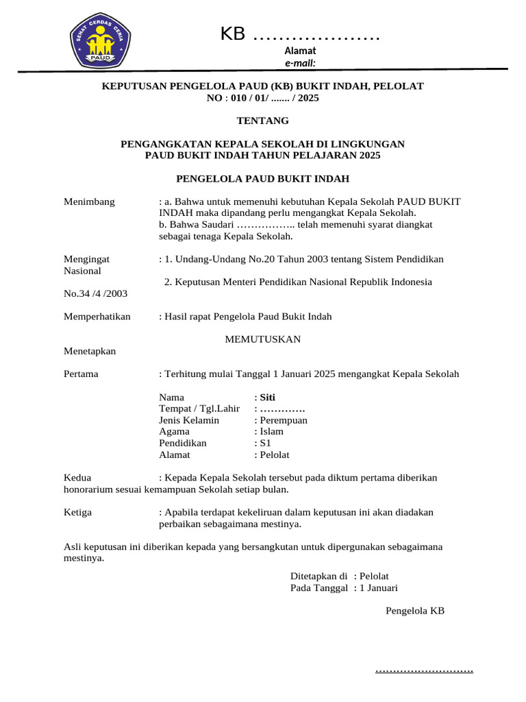 Sk Kepsek Dan Bendahara | PDF