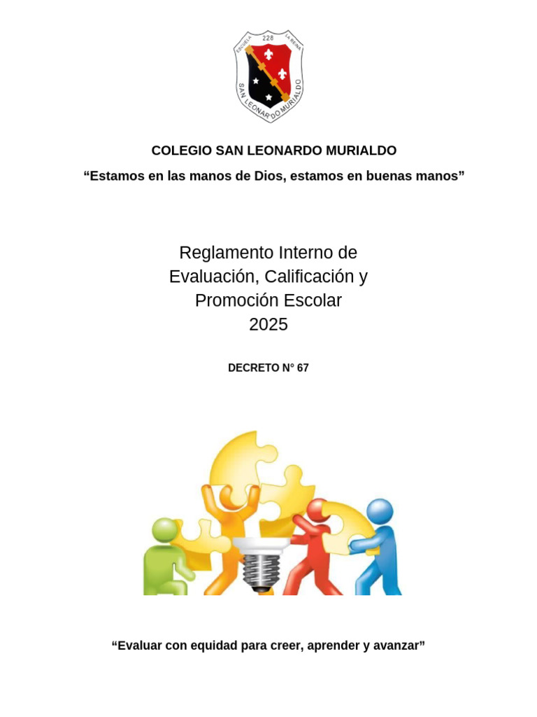 Reglamento de Evaluacion y Promoción Ecolar Decreto 67 - 2025 - Rev y Corregido | PDF ...