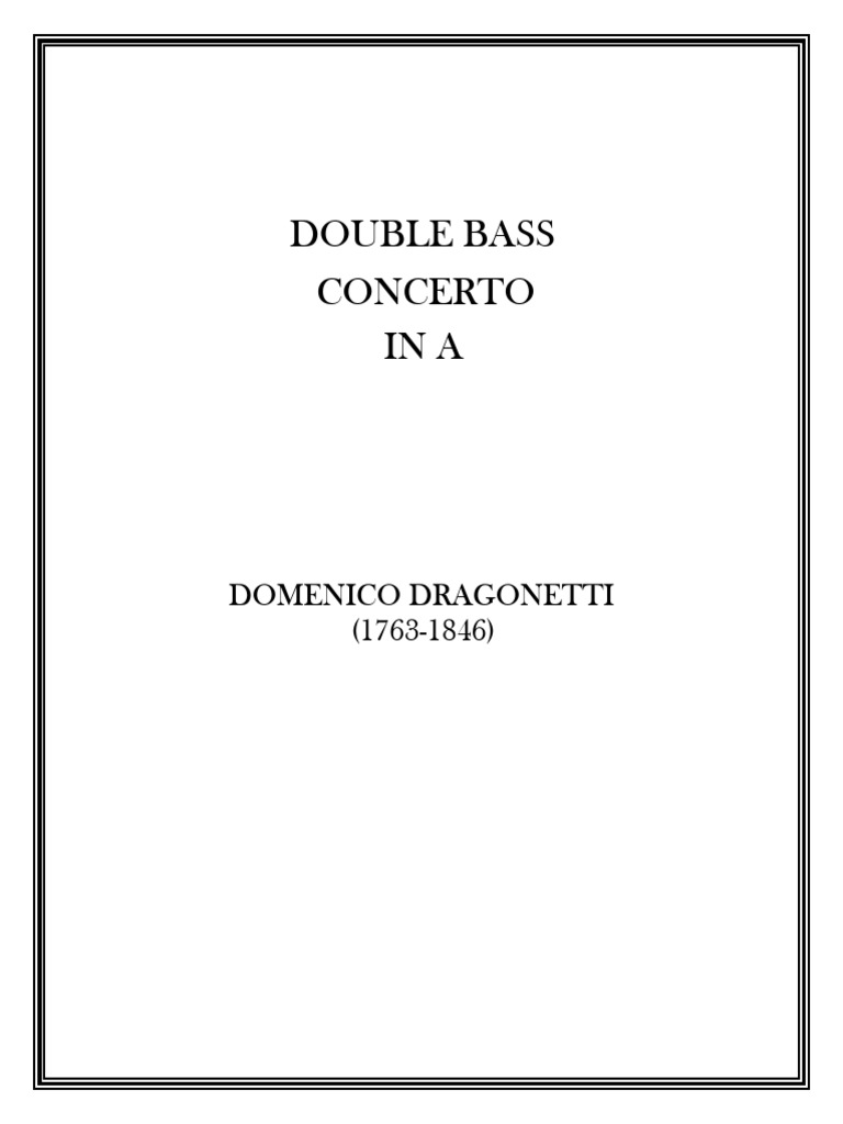 Dragonetti, Domenico - Concerto in a Orchestra Score & Parts (New ...
