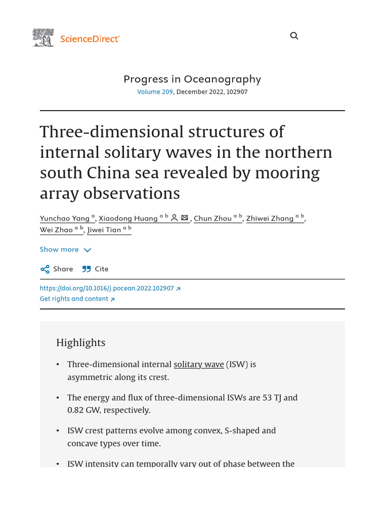 Three-Dimensional Structures of Internal Solitary Waves in The Northern ...