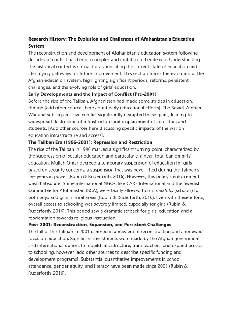 Afghanistan's Education System Evolution | PDF | Taliban | Afghanistan
