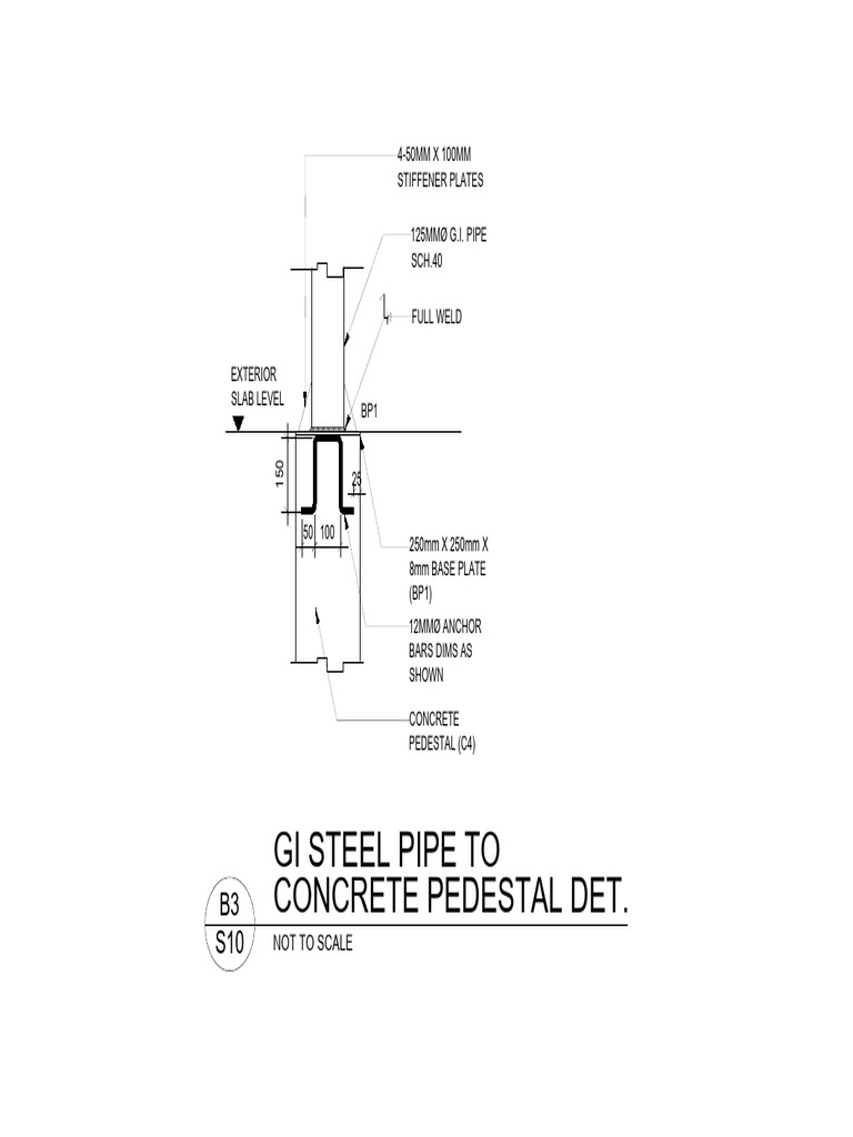 GI Pipe Base Plate Connection Detail | PDF