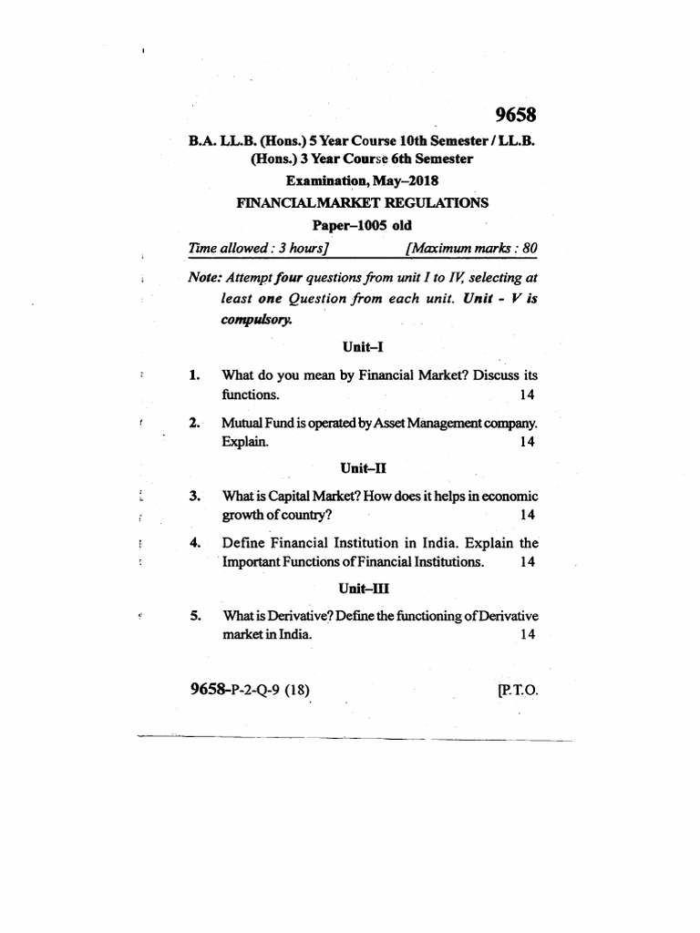 Financial Market Regulations Exam Paper | PDF