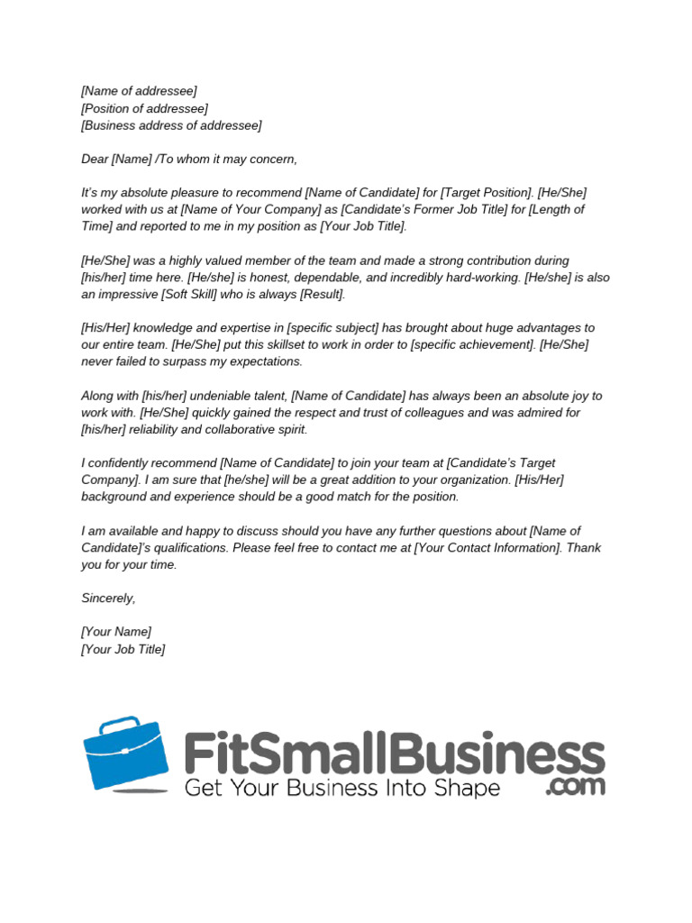 Reference Letter Template | PDF