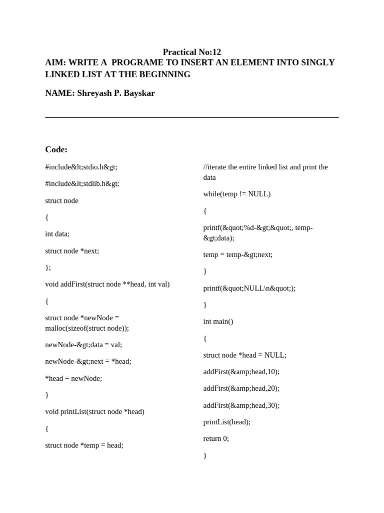 Practical No 12 | PDF