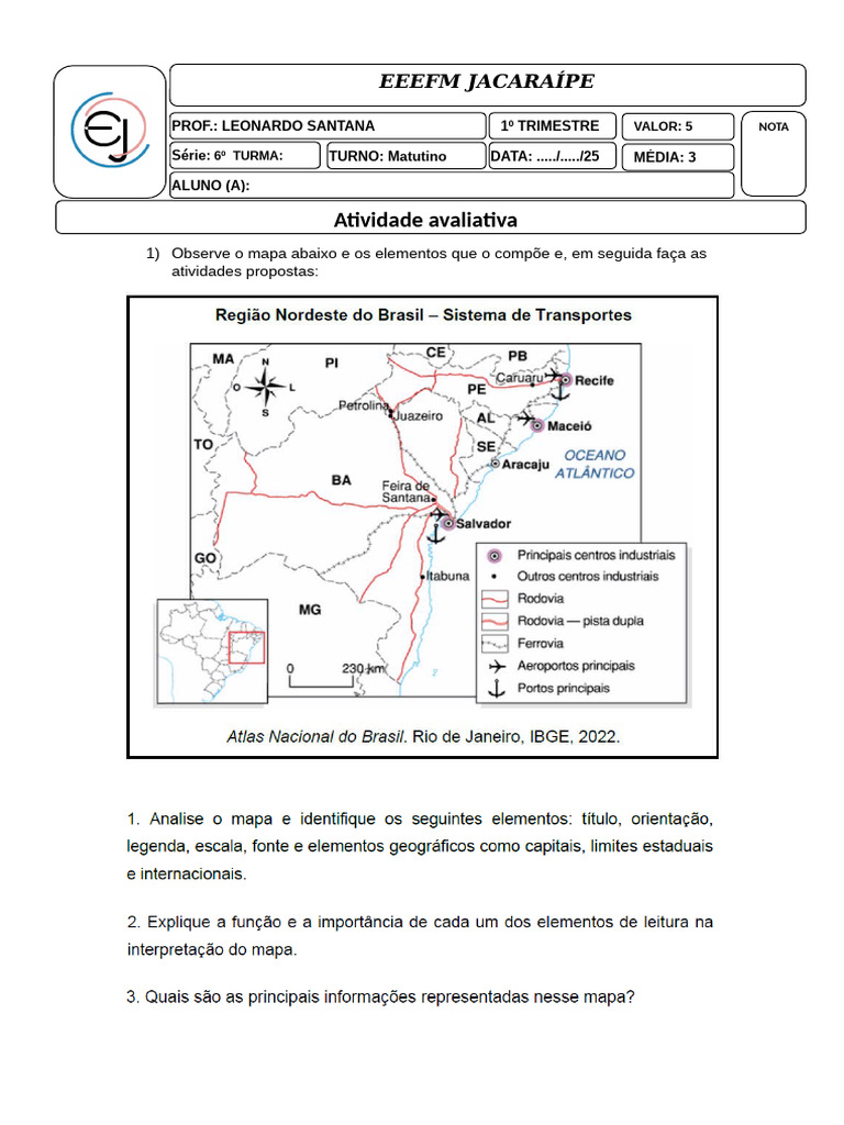 6º Ano - Atividade - Mapas - 1 | PDF