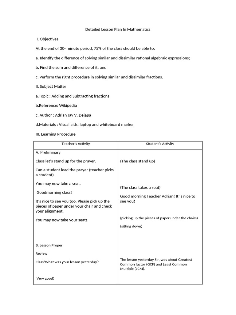 Detailed Lesson-WPS Office | PDF | Mathematics | Arithmetic