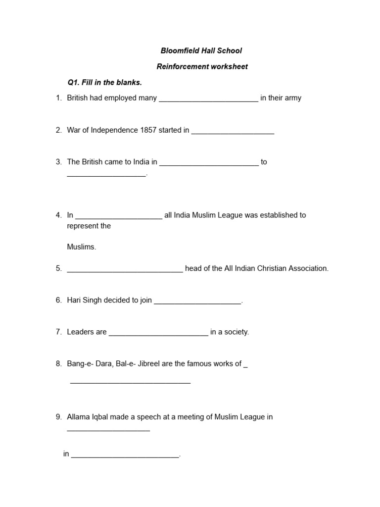 Reinforcement Worksheet - 2 | PDF