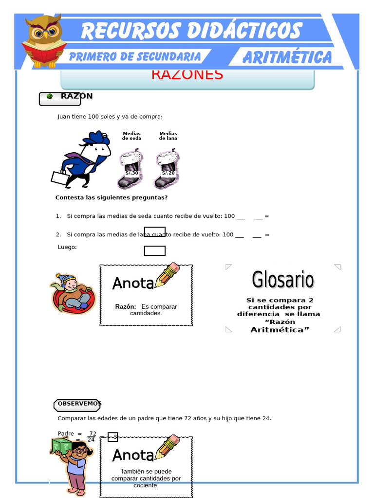 Razón-Aritmética-y-Geométrica-para-Primero-de-Secundaria | PDF ...