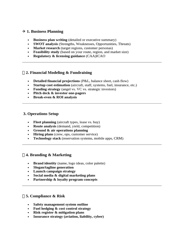 Buisnes Plan (Airline Company) | PDF